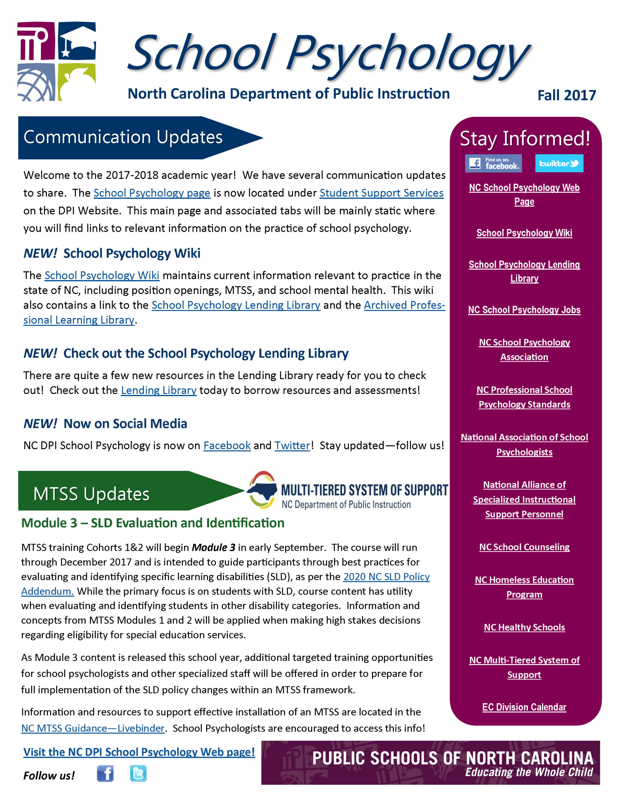 Fall 2017 School Psychology Newsletter – Psychological Services in NC ...